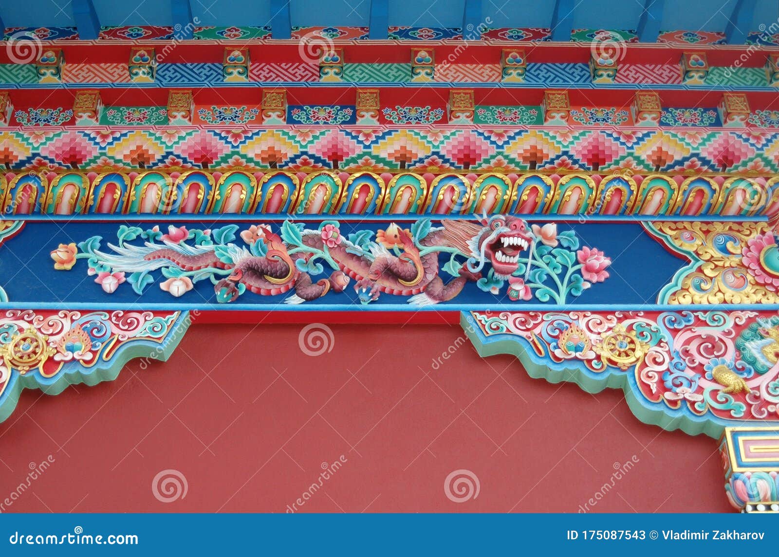 Wall Sacred Image of Dragon in a Monastery Stock Image - Image of ...