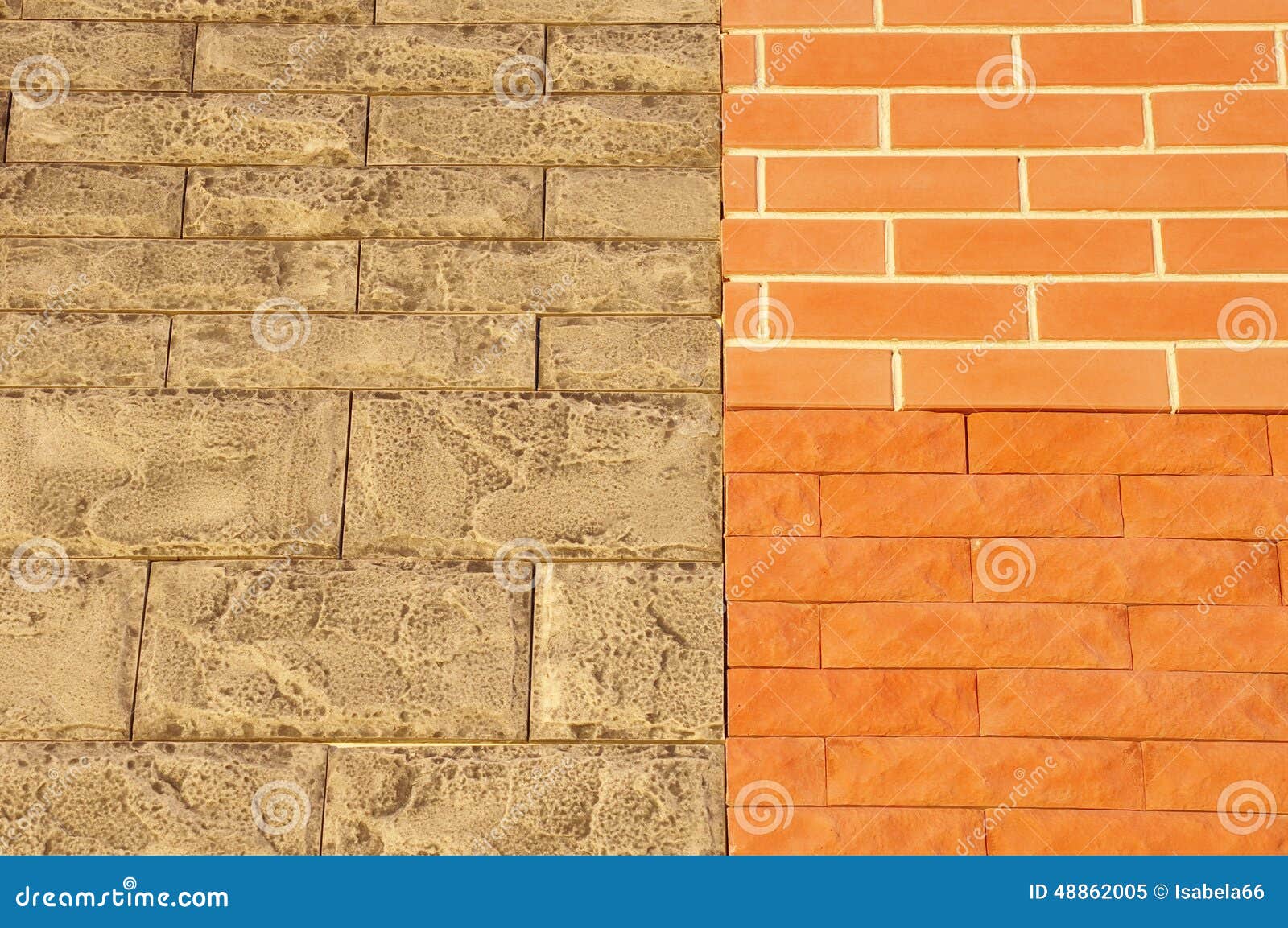 Wall with Sample Ceramic Facing Tiles Stock Image - Image of orange ...