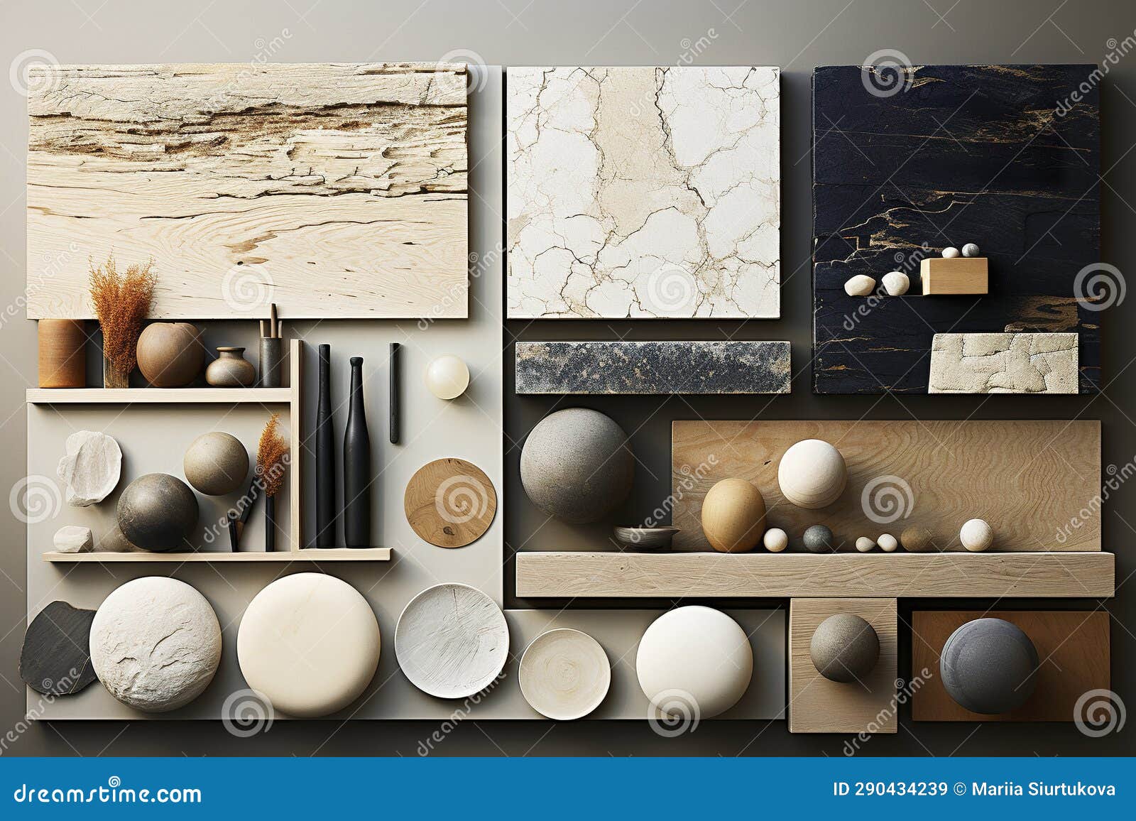 Wall with Samples of Natural Materials and Decor Textured Accessories ...