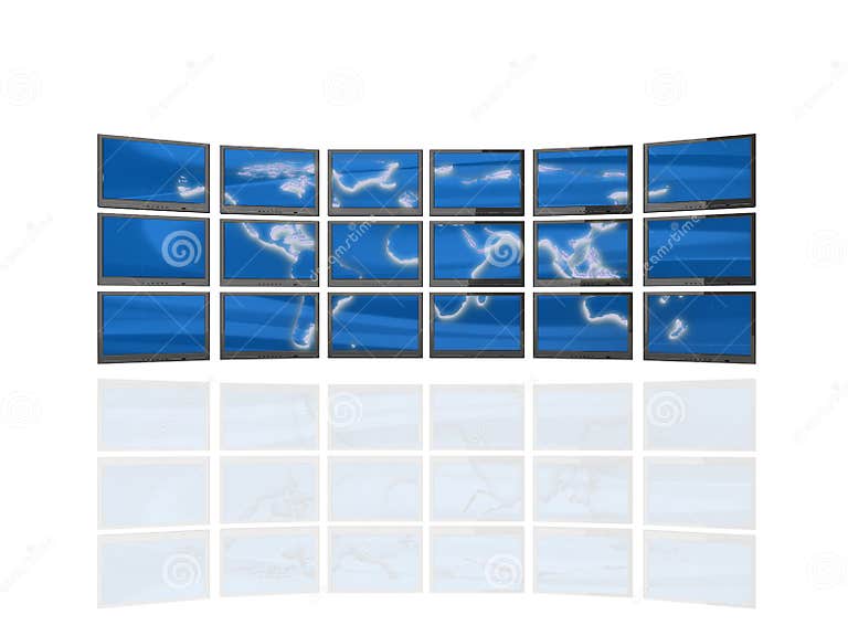 Wall of screens stock illustration. Illustration of isolated - 9460309