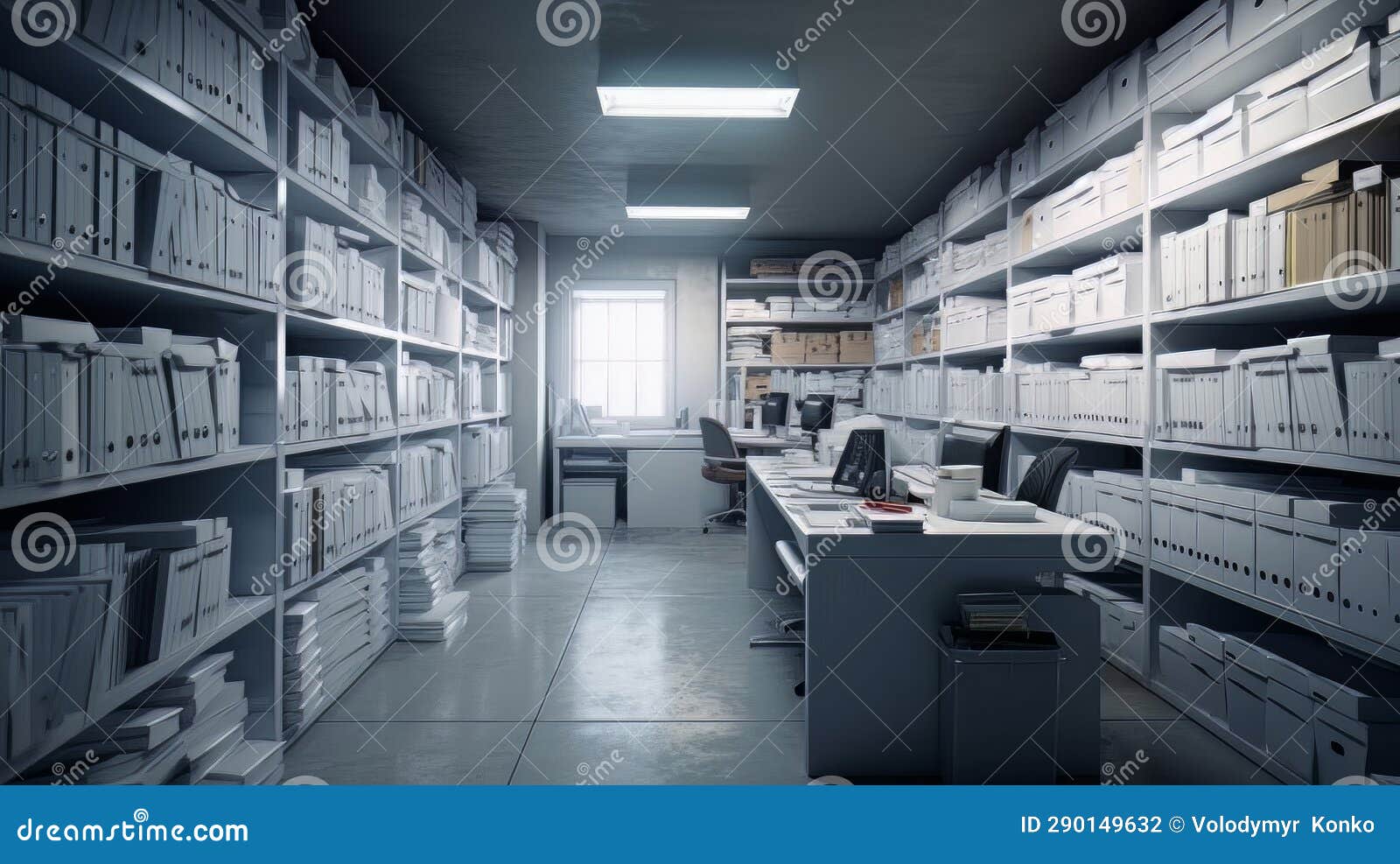 Wall from Shelves with File Binders, an Office Room with Papers and ...