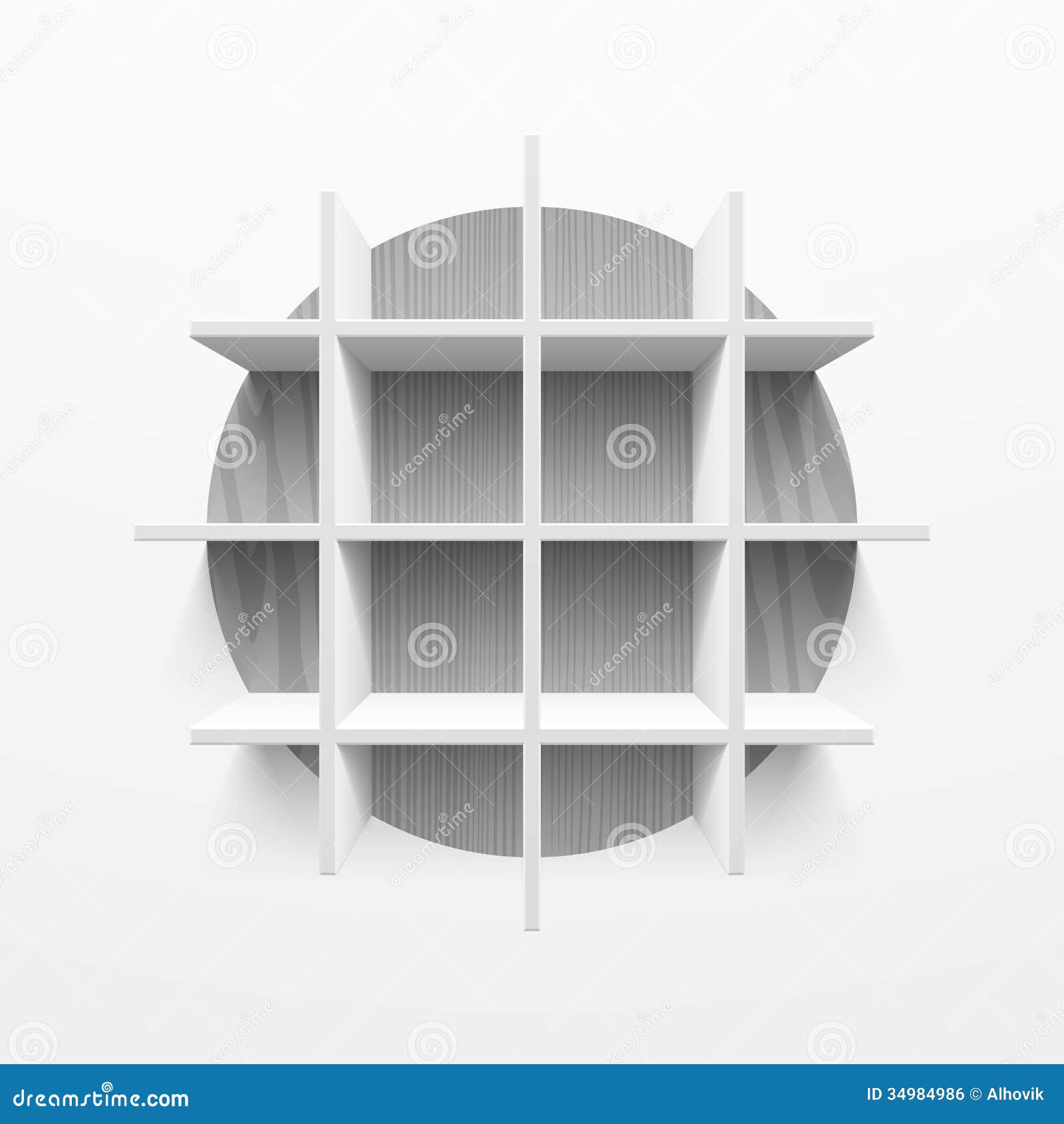 Wall Shelves Front View Isolated On White Background. 3d Renderi ...