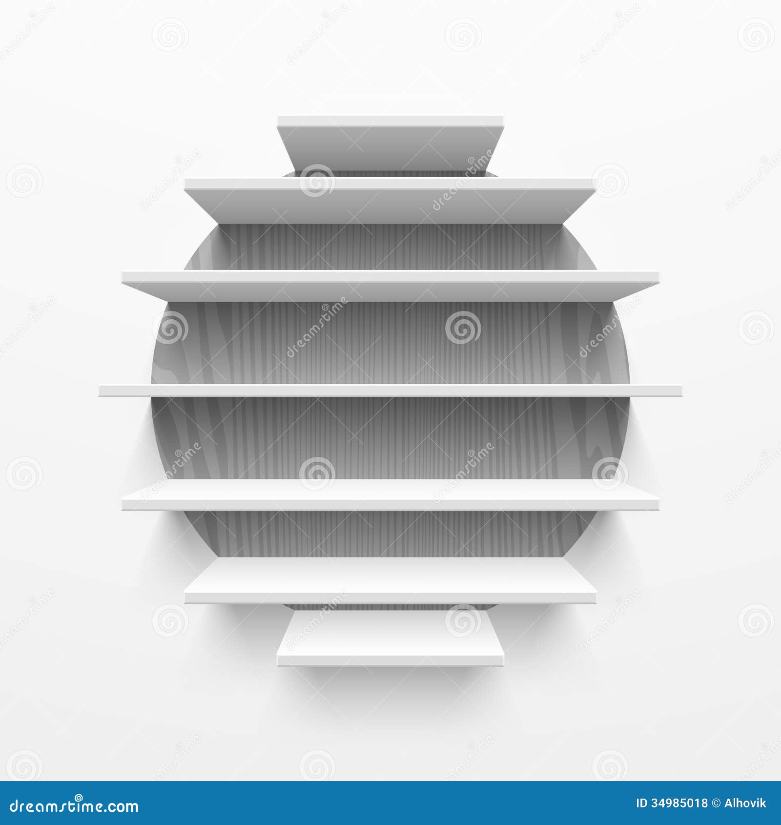 Wall Shelves Front View Isolated On White Background. 3d Renderi ...