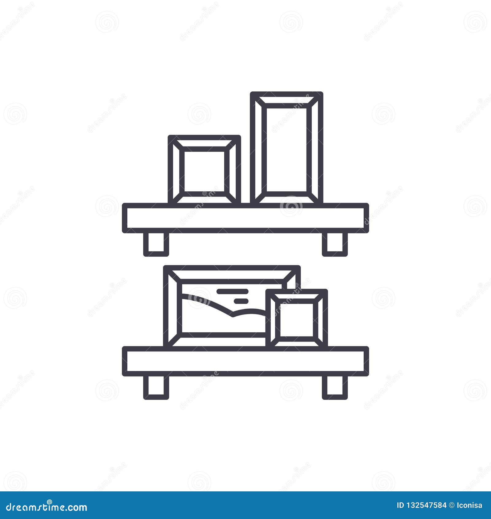 Wall Shelves Line Icon Concept. Wall Shelves Vector Linear Illustration ...