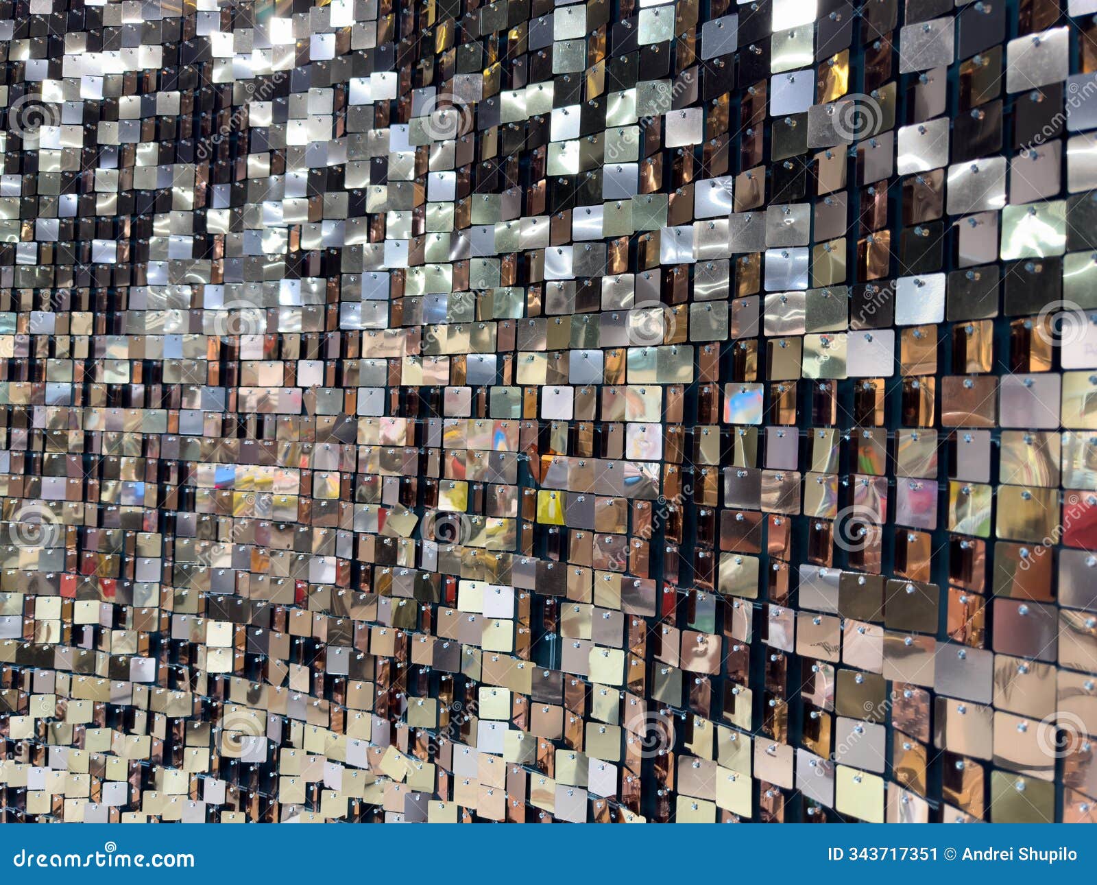 A Wall of Shiny Silver Tiles with a Pattern of Squares Stock Image ...