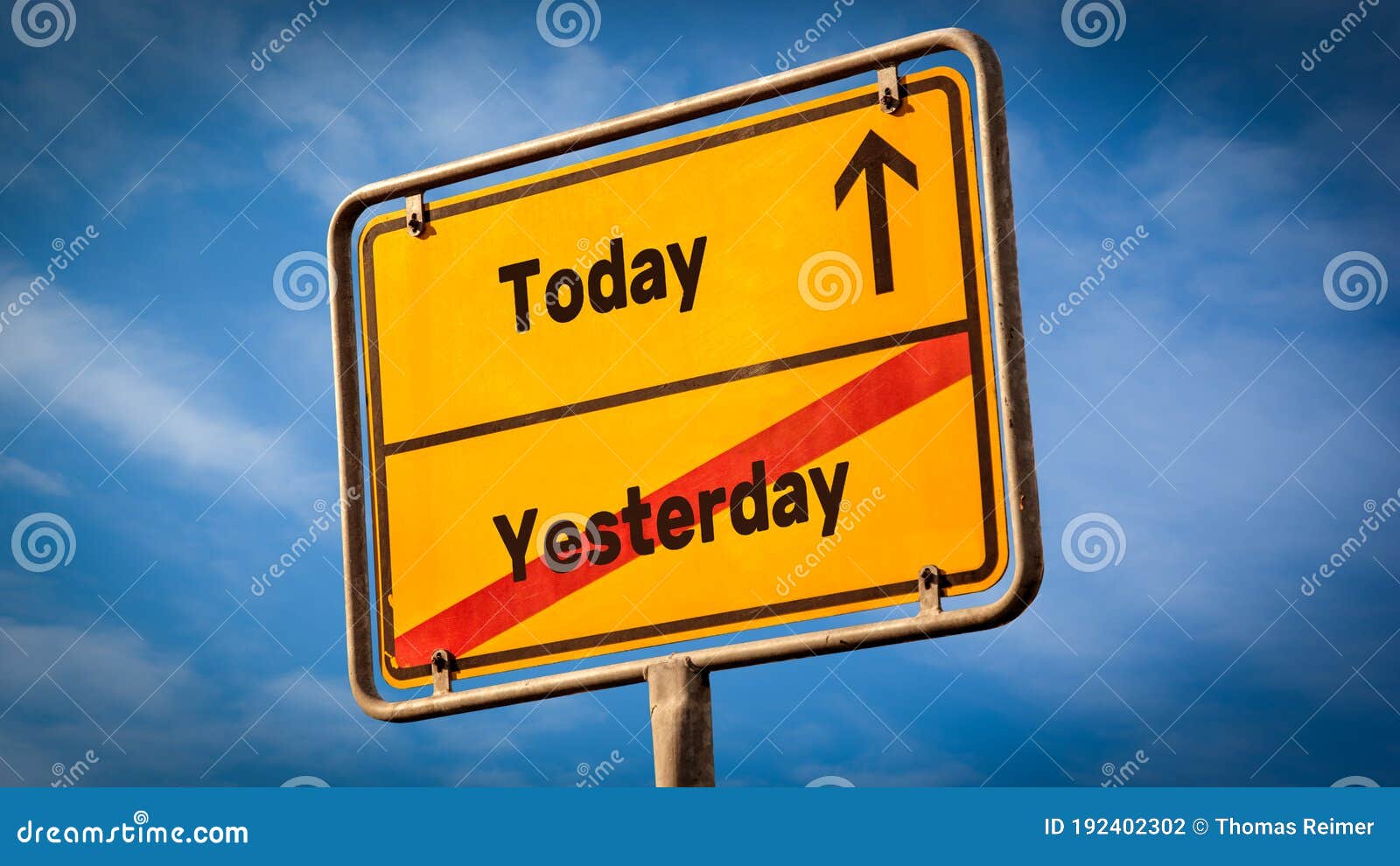 Wall Sign Today Versus Yesterday Stock Photo - Image of forward, renew ...