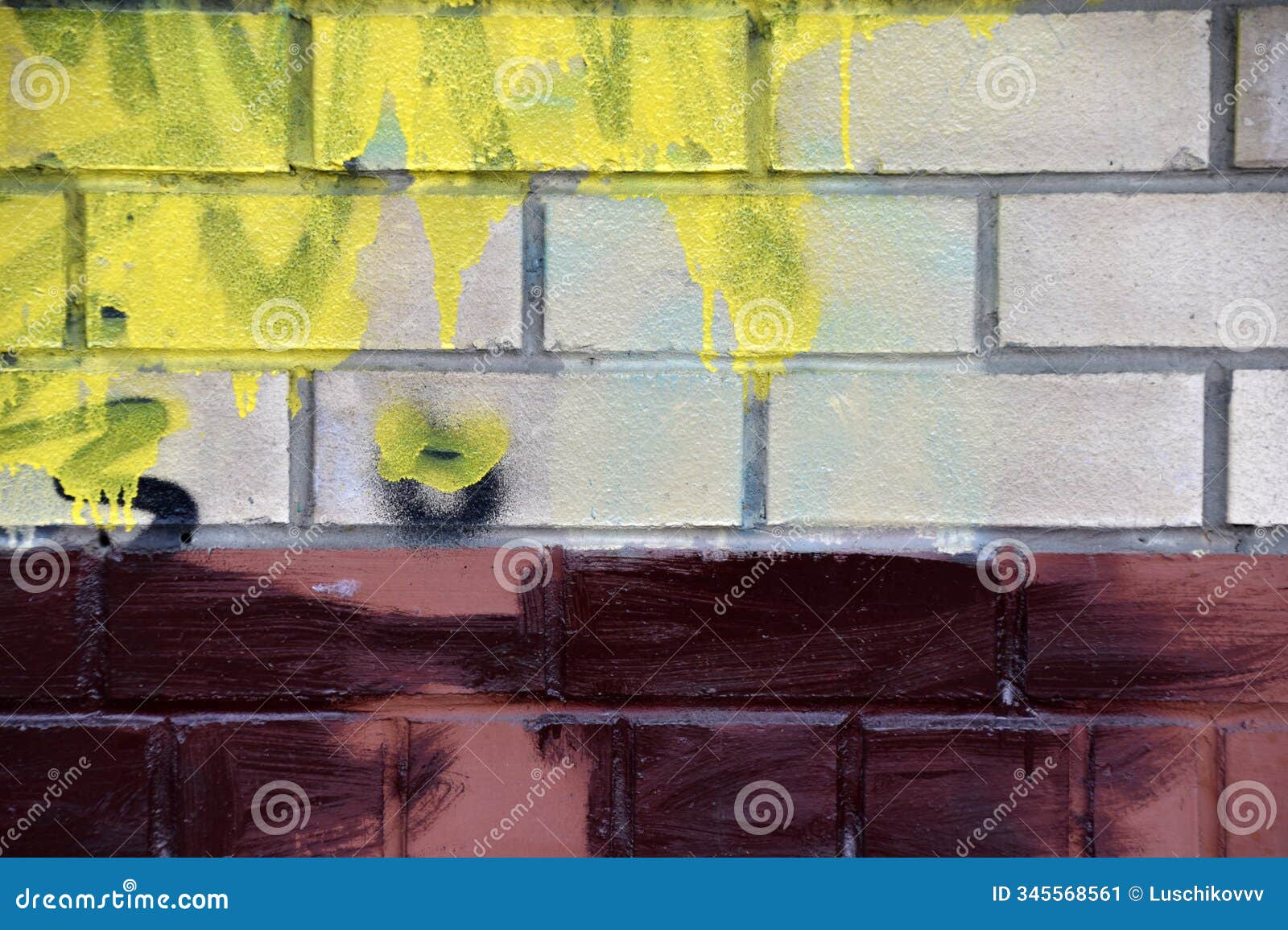 A Wall Smeared with Paint. Painted Over Graffiti Stock Image - Image of ...