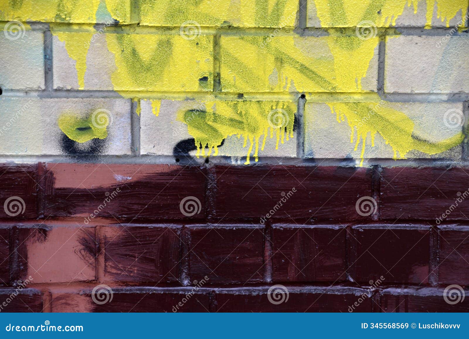 A Wall Smeared with Paint. Painted Over Graffiti Stock Image - Image of ...