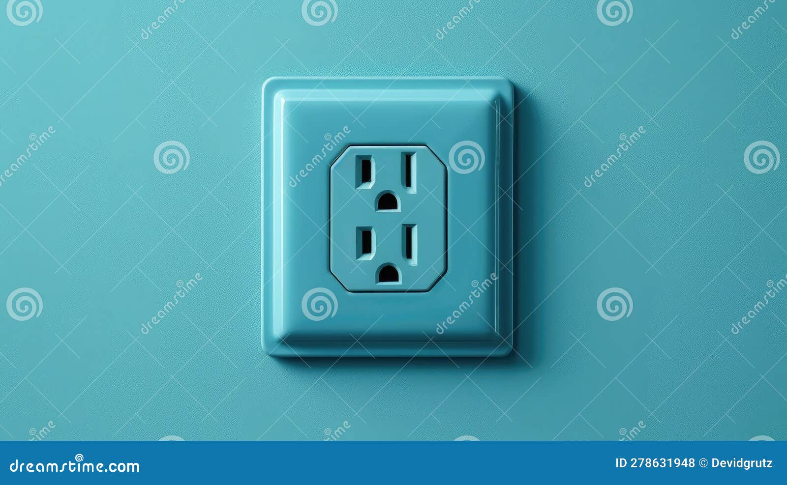 Wall Socket on Blue Wall. Generative AI Stock Photo - Image of cable ...
