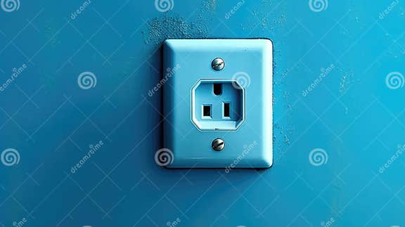 Wall Socket on Blue Wall. Generative AI Stock Illustration ...