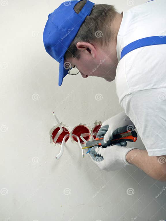 Wall socket installation stock photo. Image of installer - 37778846