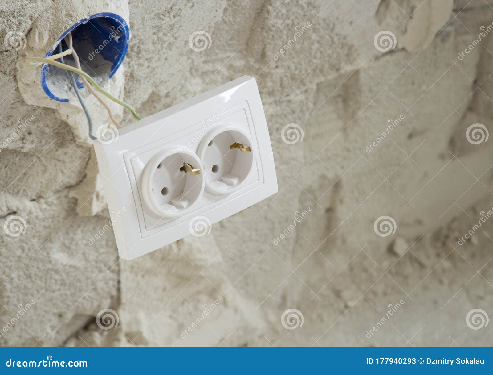 Wall Socket Installation and Renovation, Close Up of Old Socket and ...