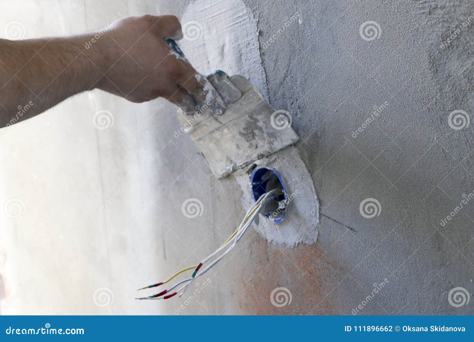 Wall Socket Installation.Work on Installing Electrical Outlets ...