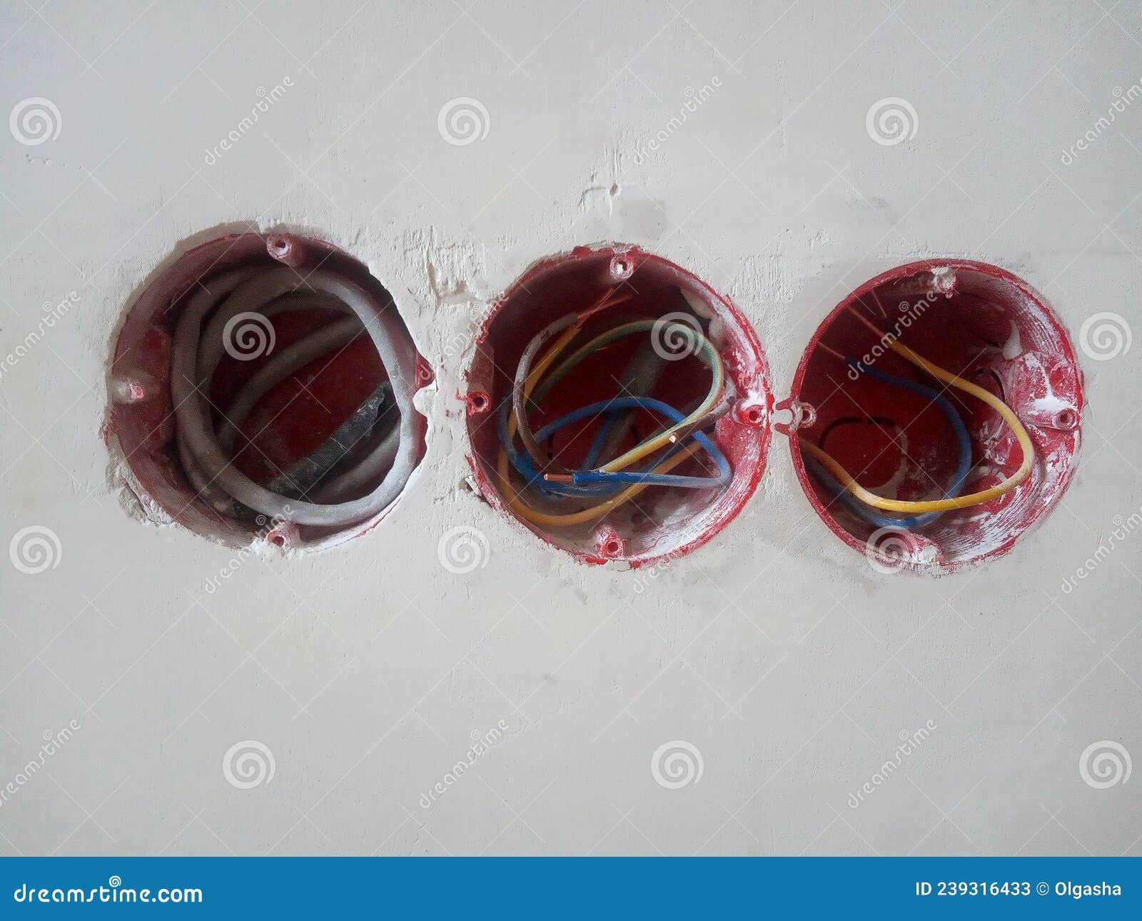 Wall Socket Installation.Work on Installing Electrical Outlets Stock ...