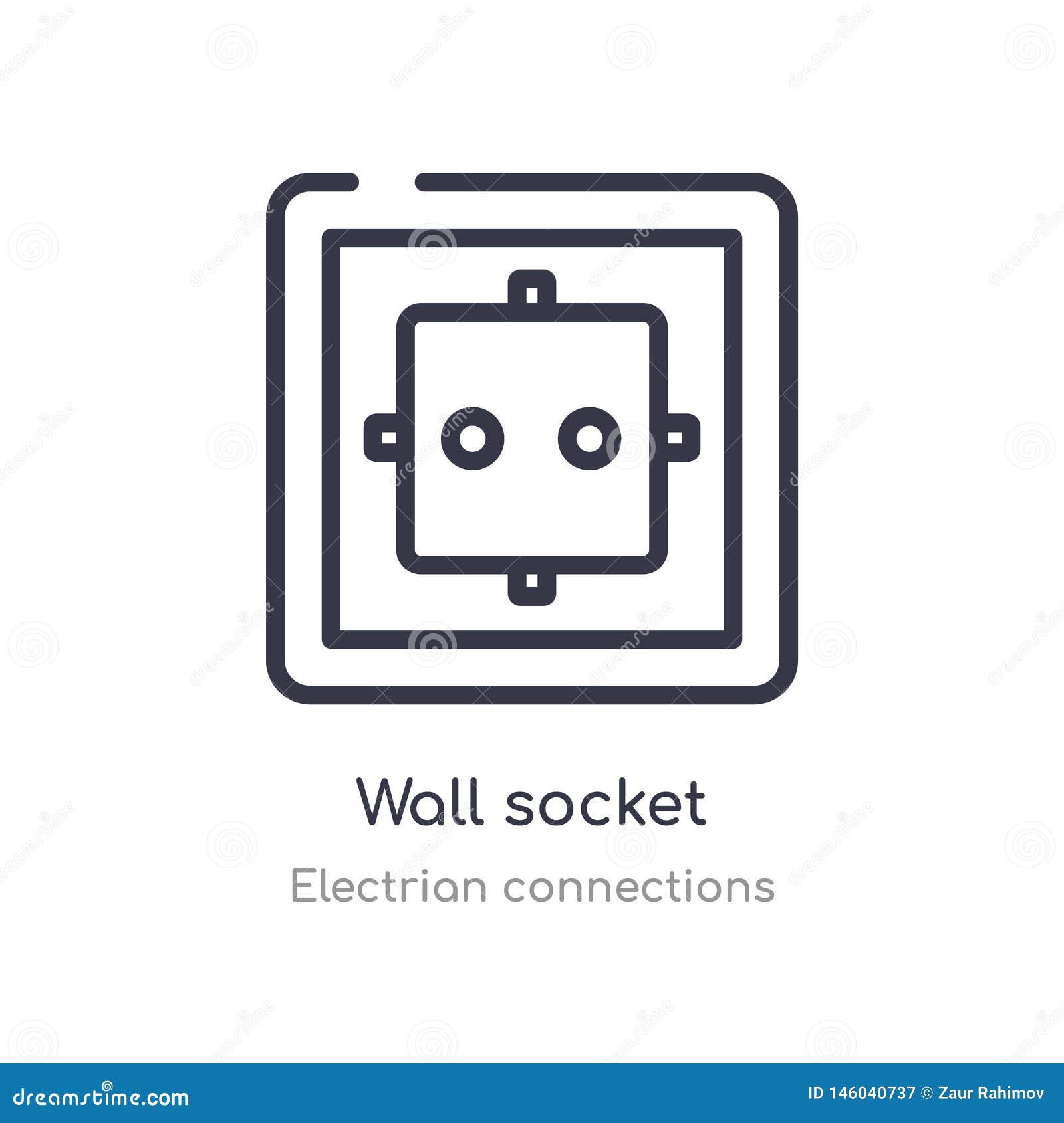 Wall Socket Outline Icon. Isolated Line Vector Illustration from ...