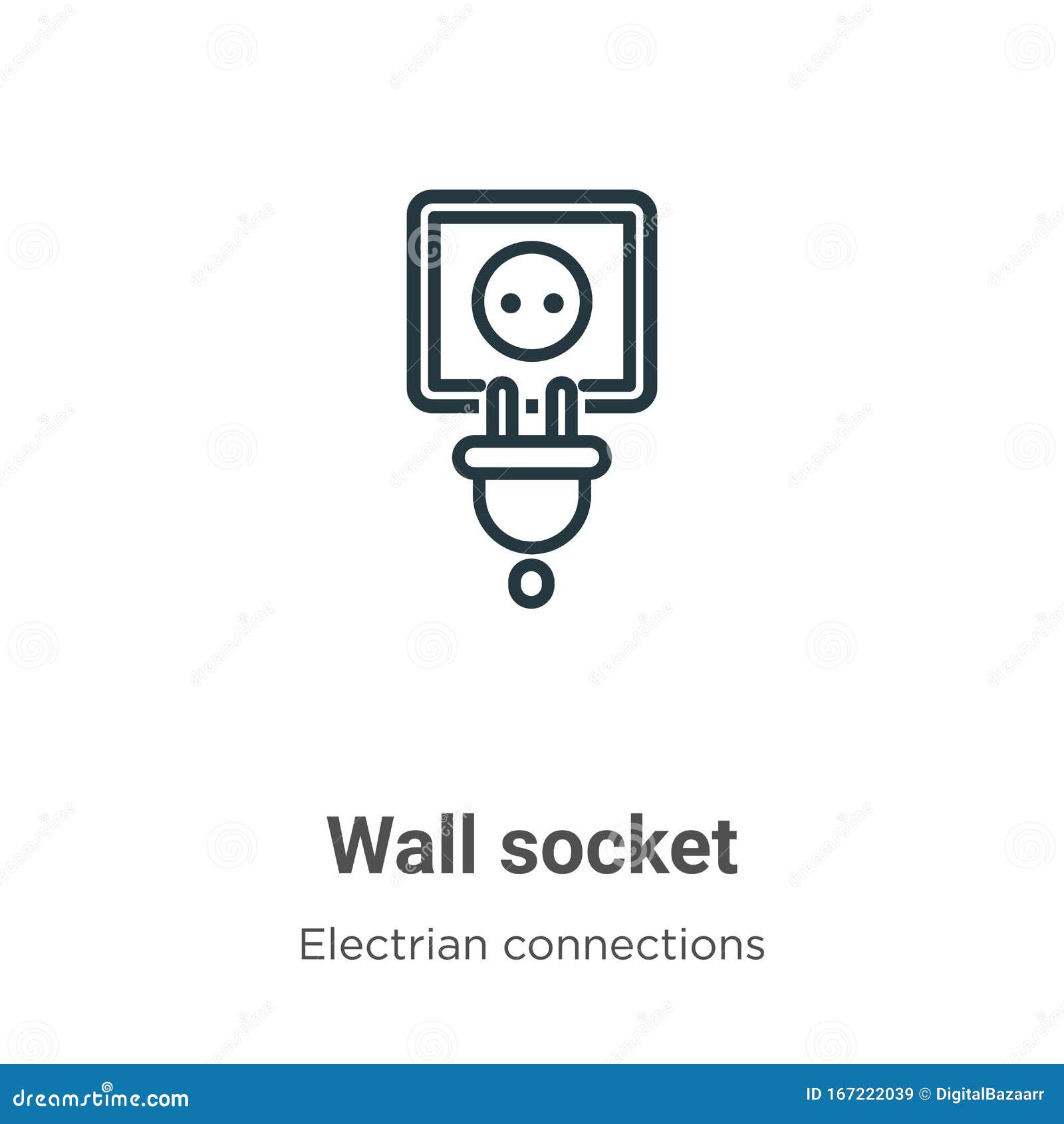 Wall Socket Outline Vector Icon. Thin Line Black Wall Socket Icon, Flat ...