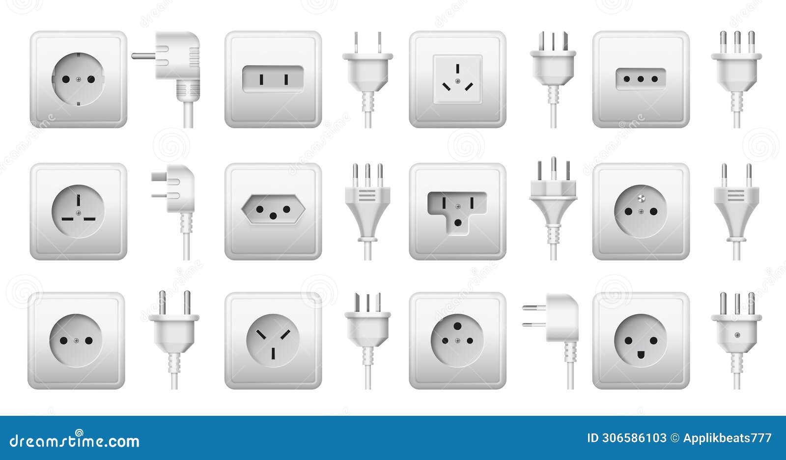 Wall Socket and Plug Types. Electrical Power Point, White Outlet and ... Wall Socket and Plug Types. Electrical Power Point, White Outlet and ...