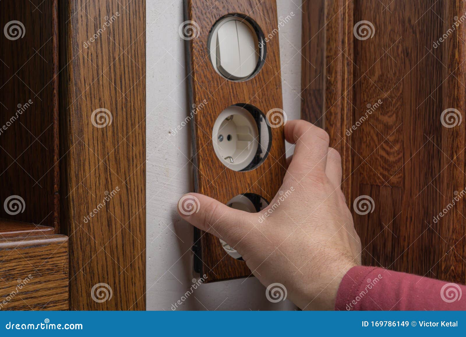 Wall Socket . the Process of Installing an Electrical Outlet Stock ...