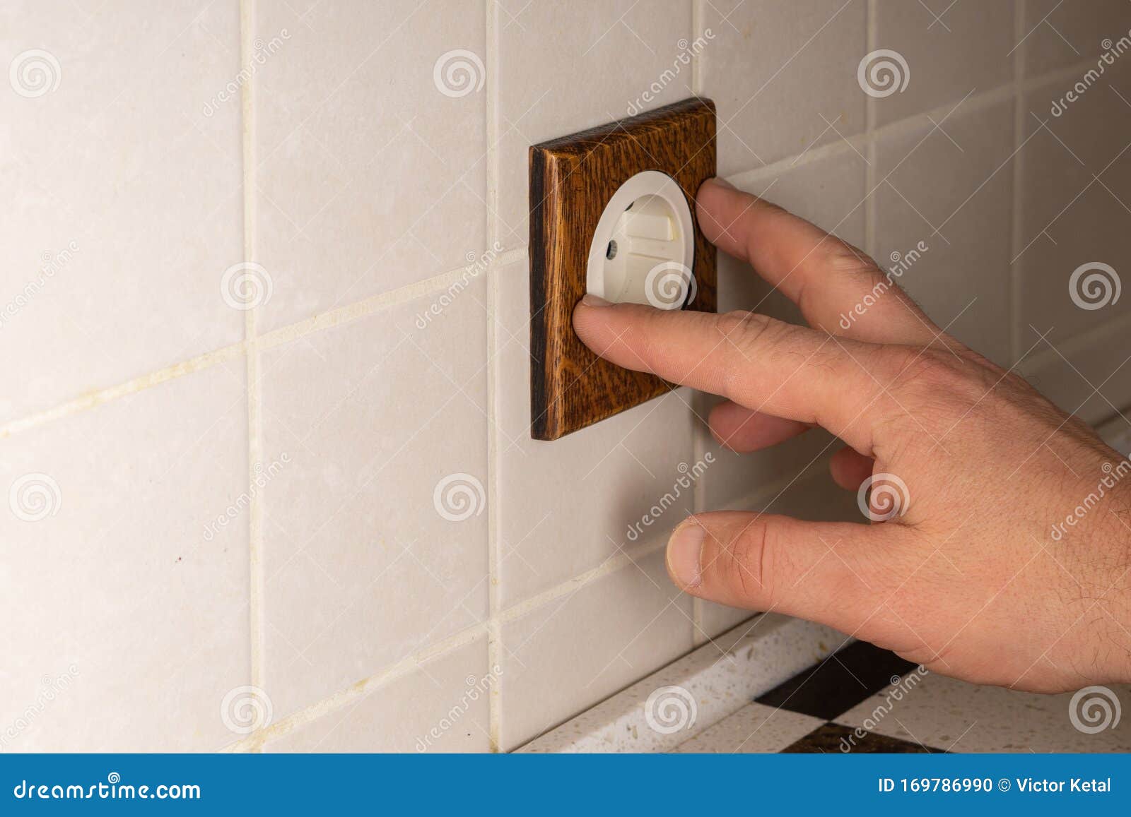 Wall Socket . the Process of Installing an Electrical Outlet Stock ...