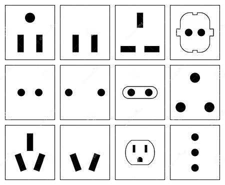 Wall Socket Symbols Set stock vector. Illustration of light - 22384391