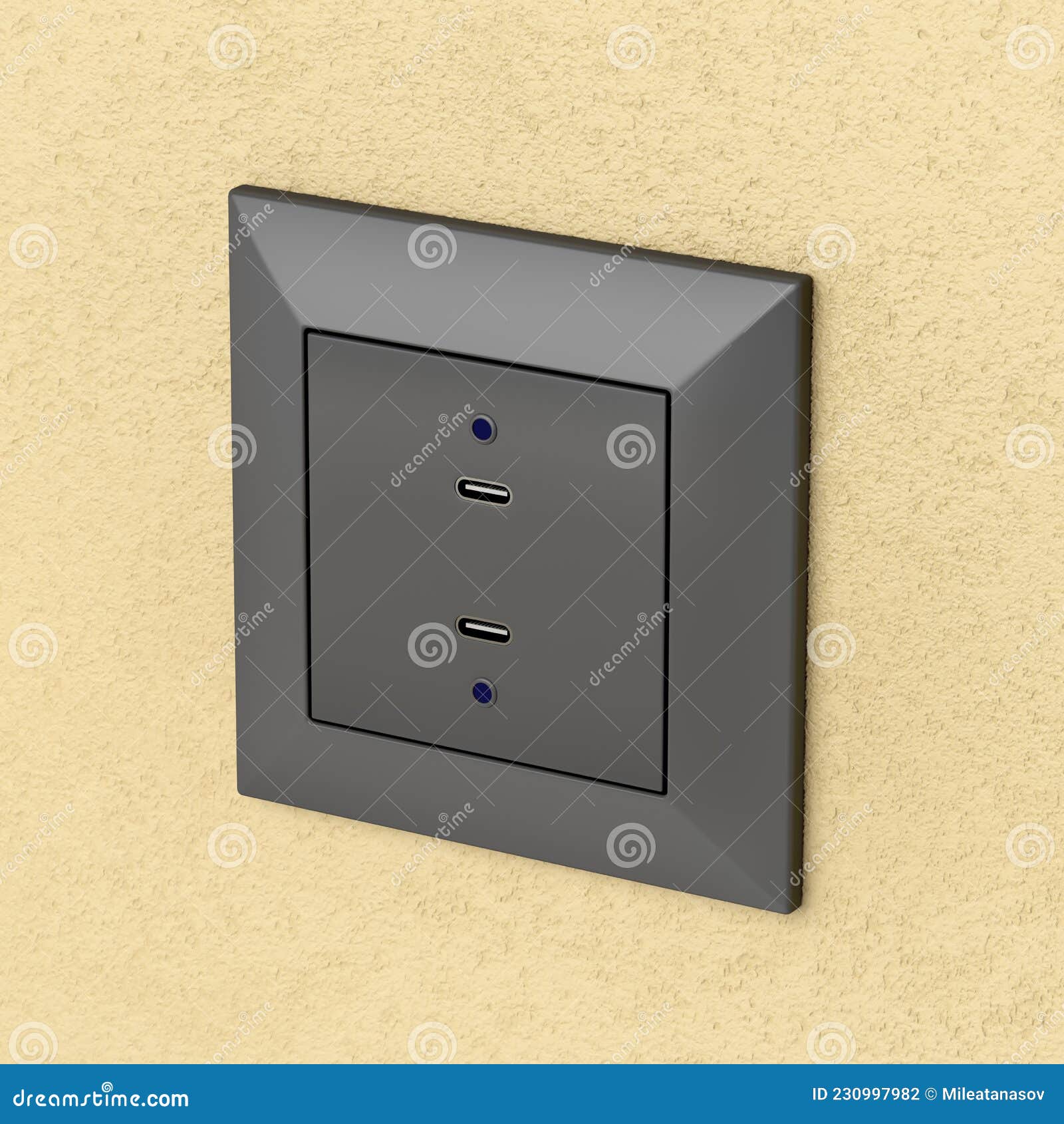 Wall Socket with USB-C Charging Ports Stock Illustration - Illustration ...