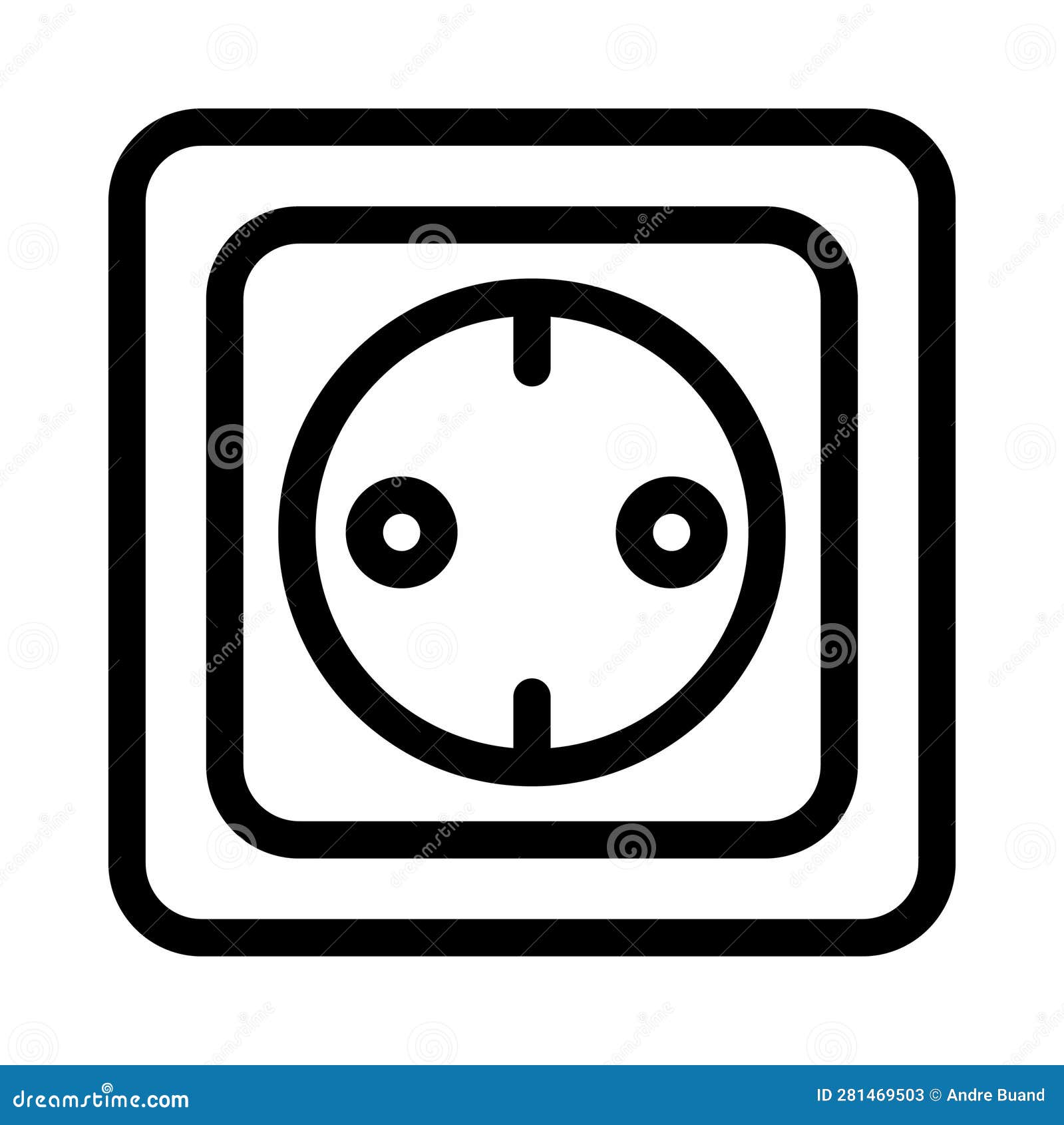 Wall Socket Vector Line Icon Stock Vector - Illustration of isolated ...