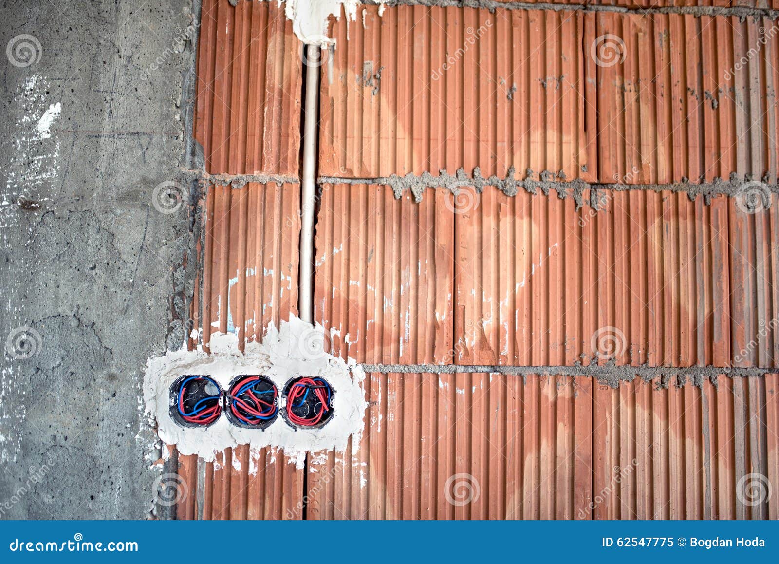 Wall Sockets, Electricity Installation at House Construction Site Stock ...