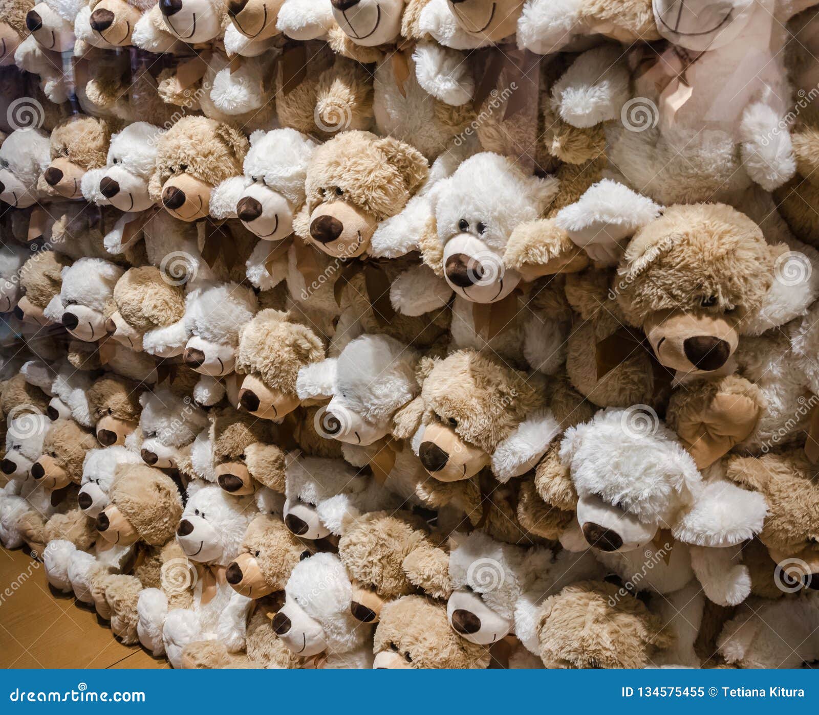 A wall of soft teddy bears stock image. Image of child - 134575455
