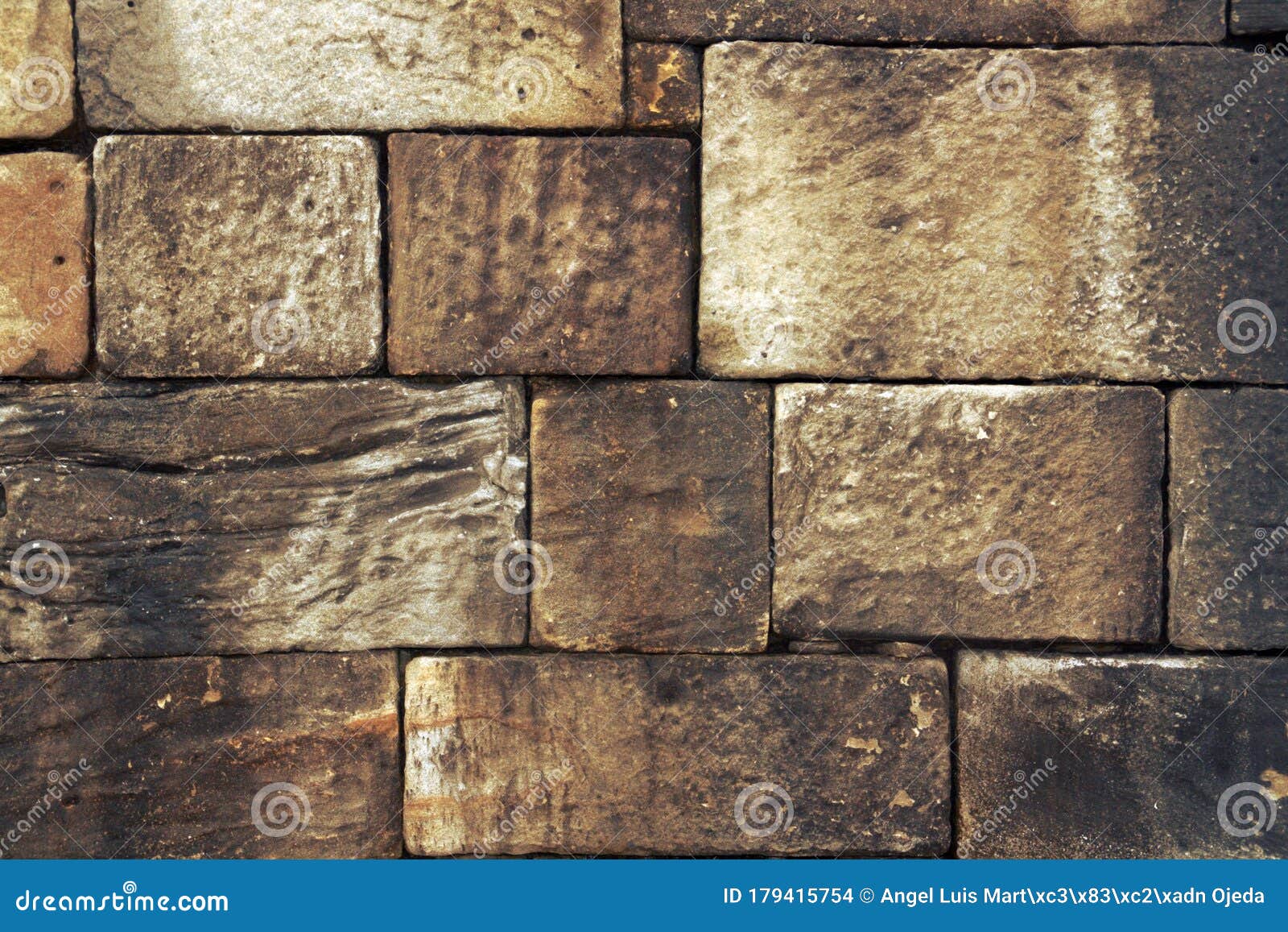 Wall of Solid and Weathered Stone Bricks. Stock Photo - Image of grunge ...