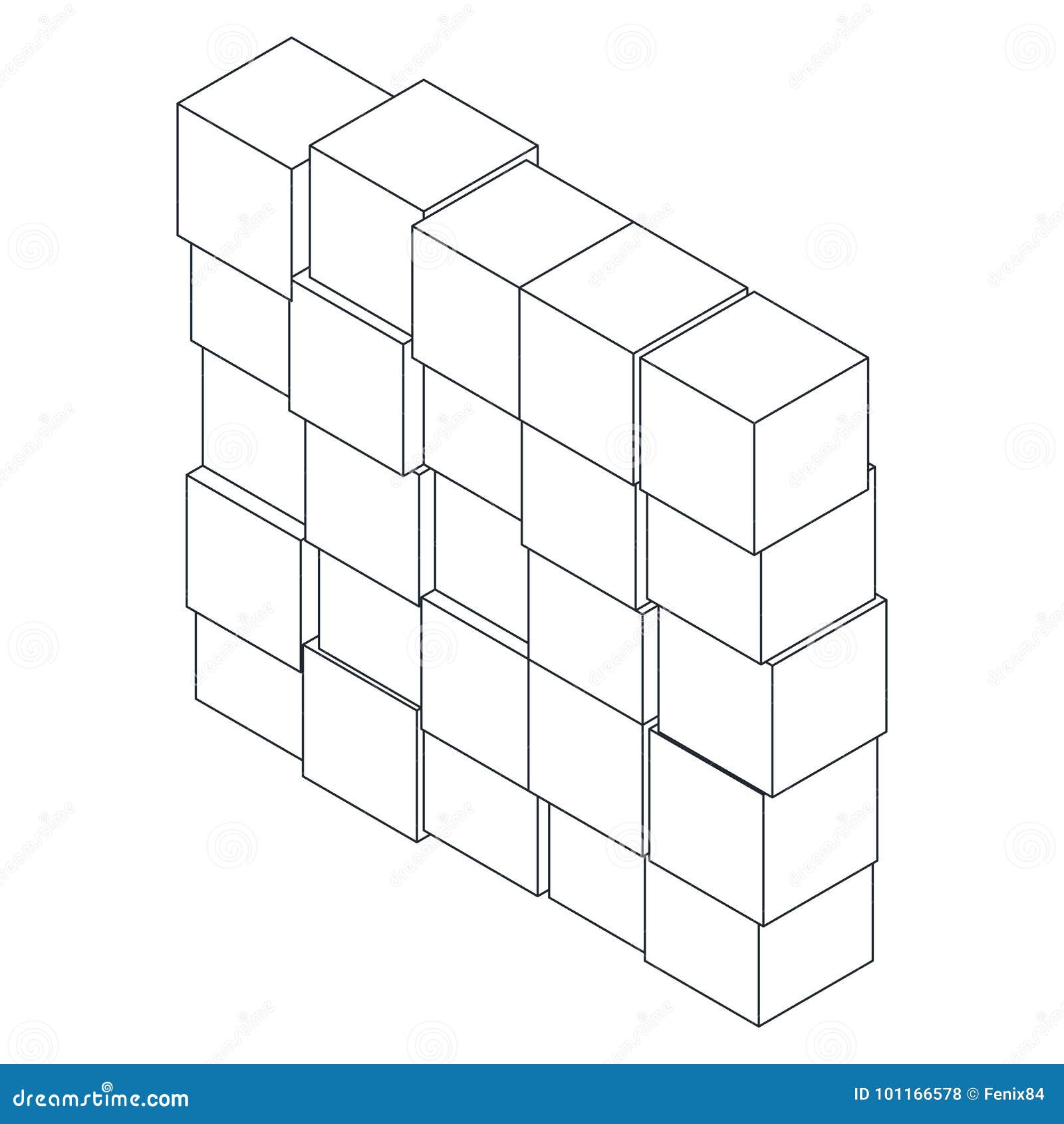 Wall Of Square Cubes. Vector Illustration. Unevenly Stacked Bloc ...