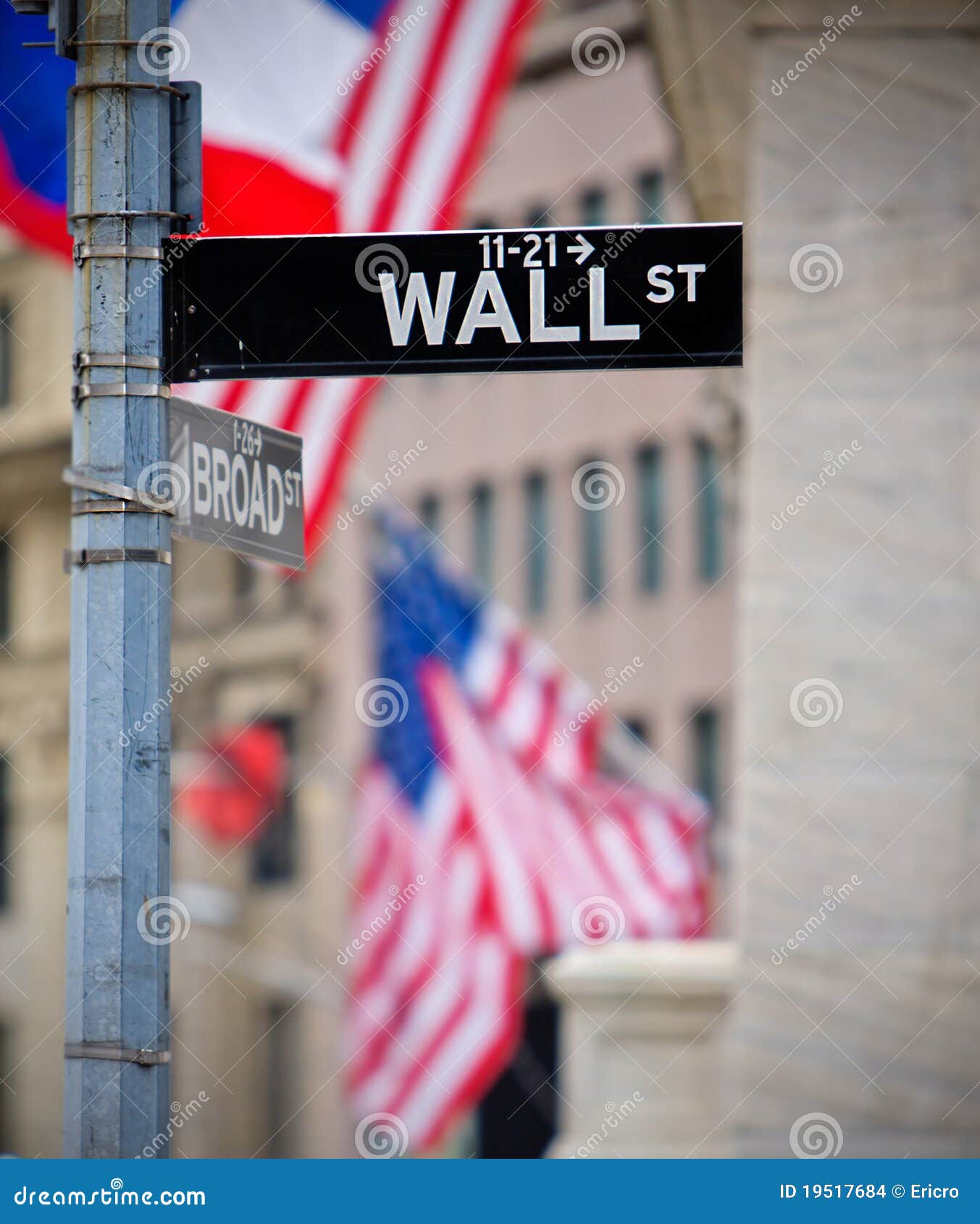Wall St and Broad St Street Sign Stock Photo - Image of money, building ...