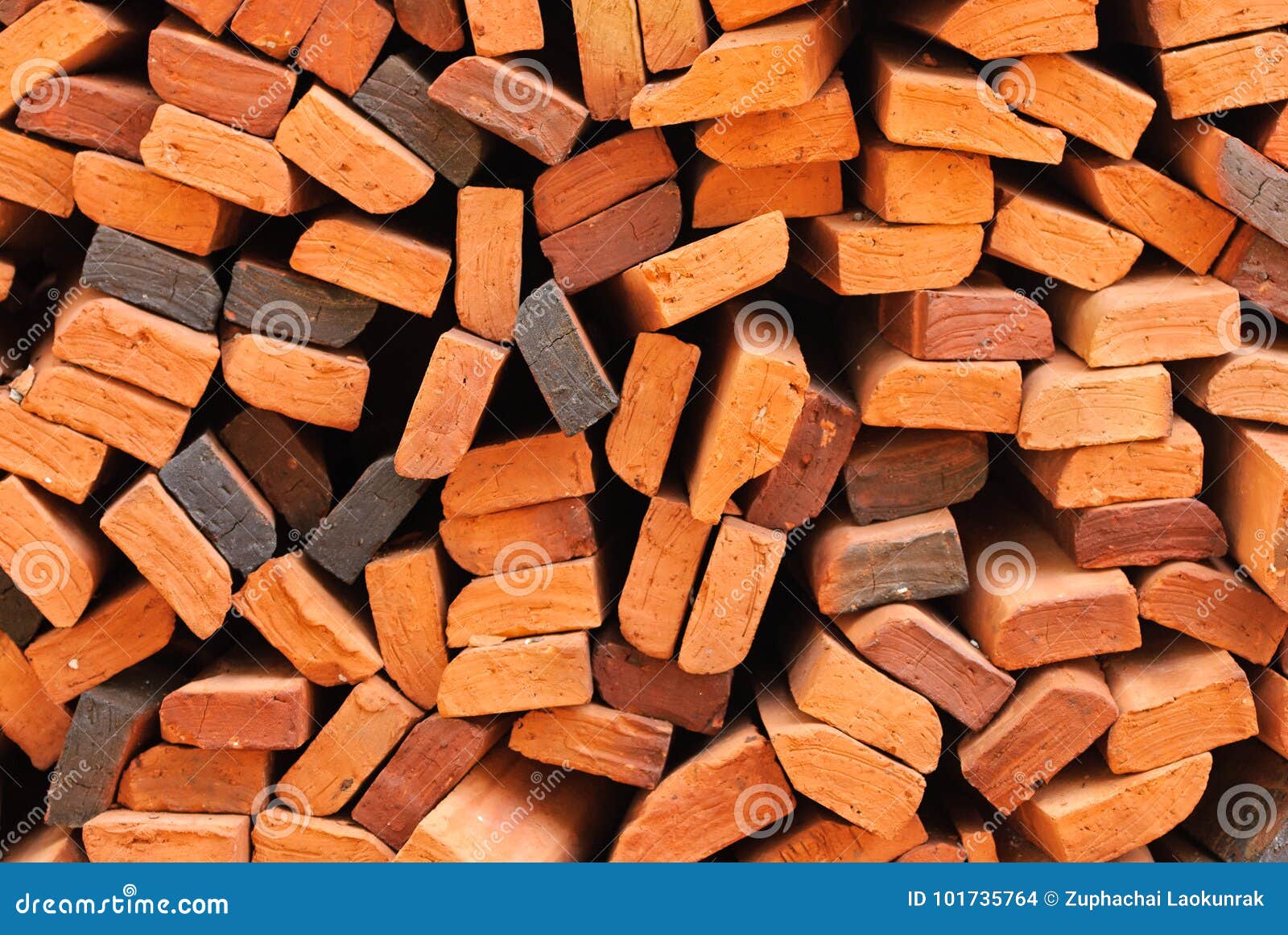 Wall of Stacked Red Clay Bricks for Construction Site Stock Photo ...