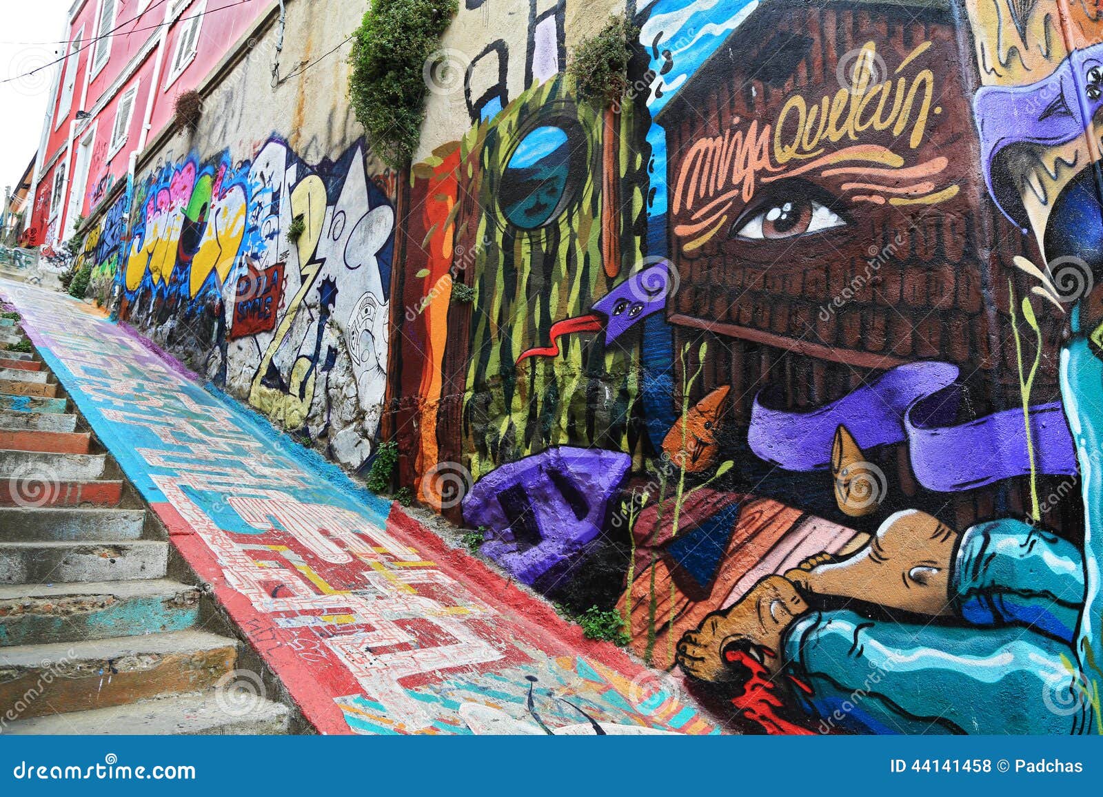 Wall And Stair With Graffiti In Valparaiso, Chile Stock Photo - Image ...