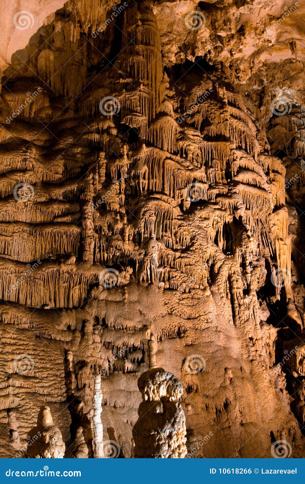 Wall with Stalactites in Cave Stock Photo - Image of formations ...