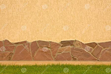A wall with a stone border stock photo. Image of plaster - 28094936
