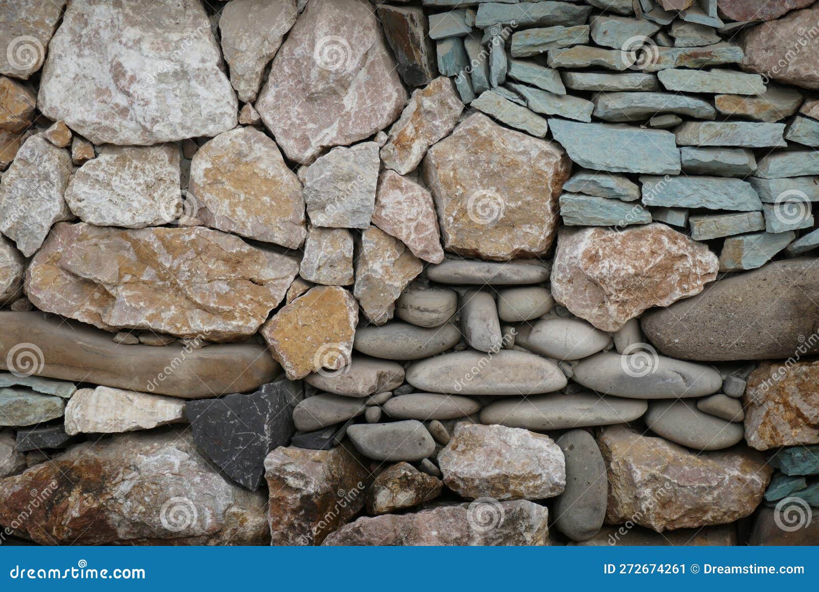 A Wall of Stone of Different Shapes and Colors. Stock Image - Image of ...