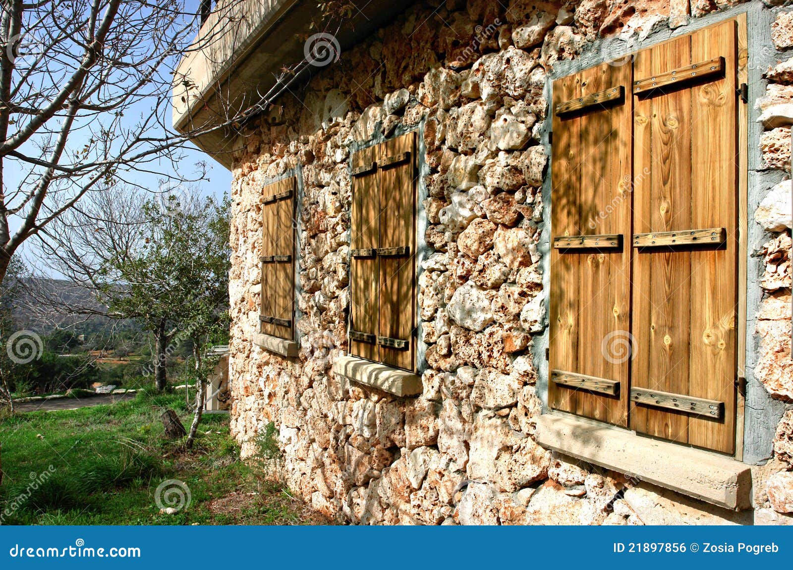 Wall of the Stone Rural House Stock Photo - Image of trees, wall: 21897856
