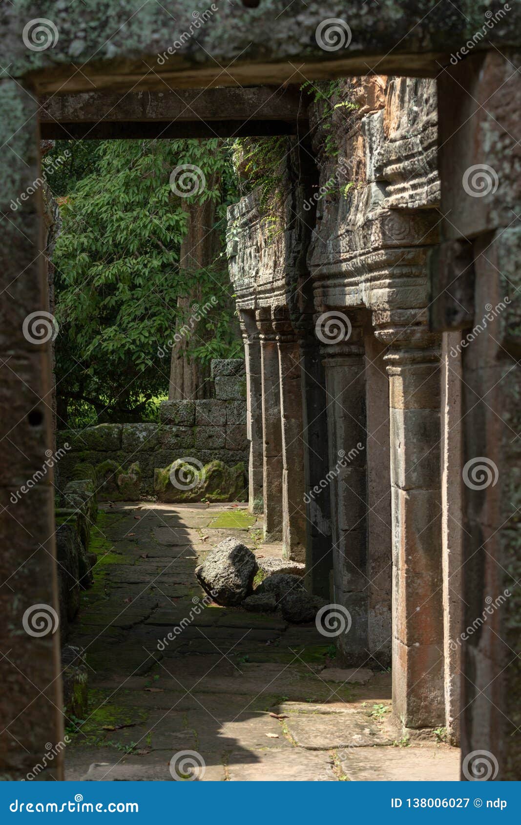 Wall of Stone Temple Framed by Arch Stock Image - Image of temple ...