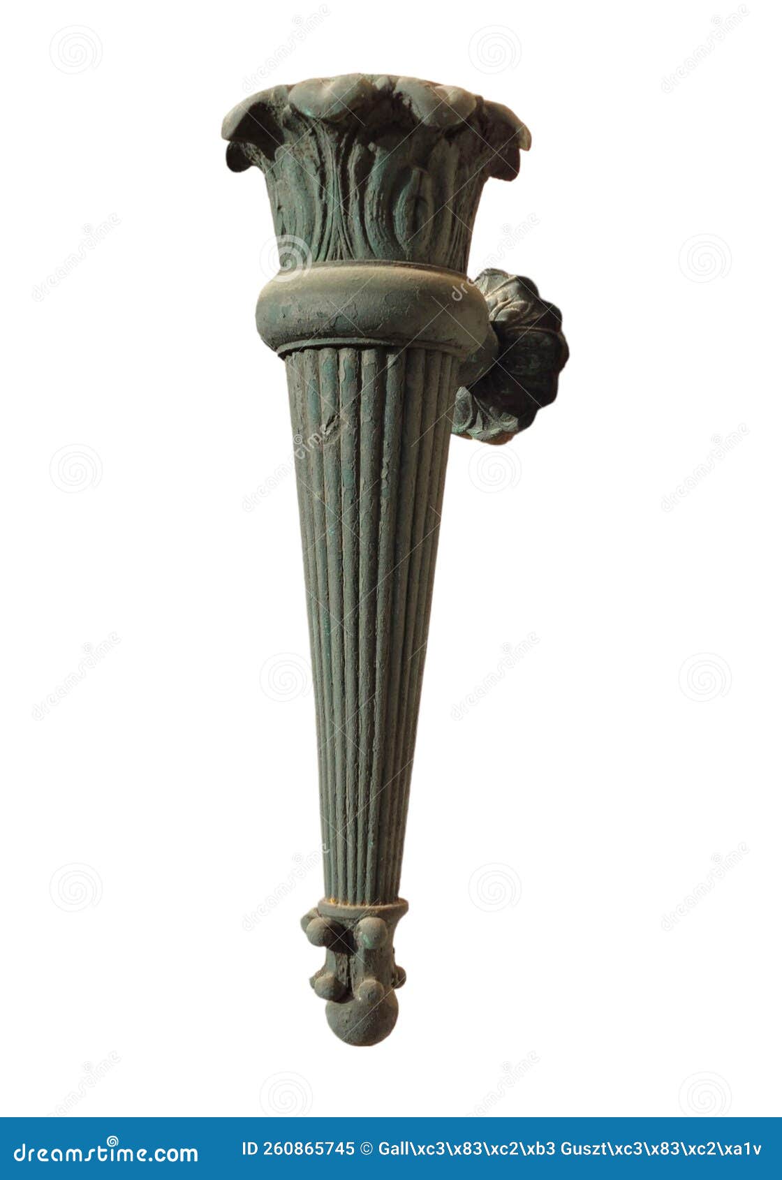 Wall Stone Torch Holder with White Isolated Background. Stock Image ...