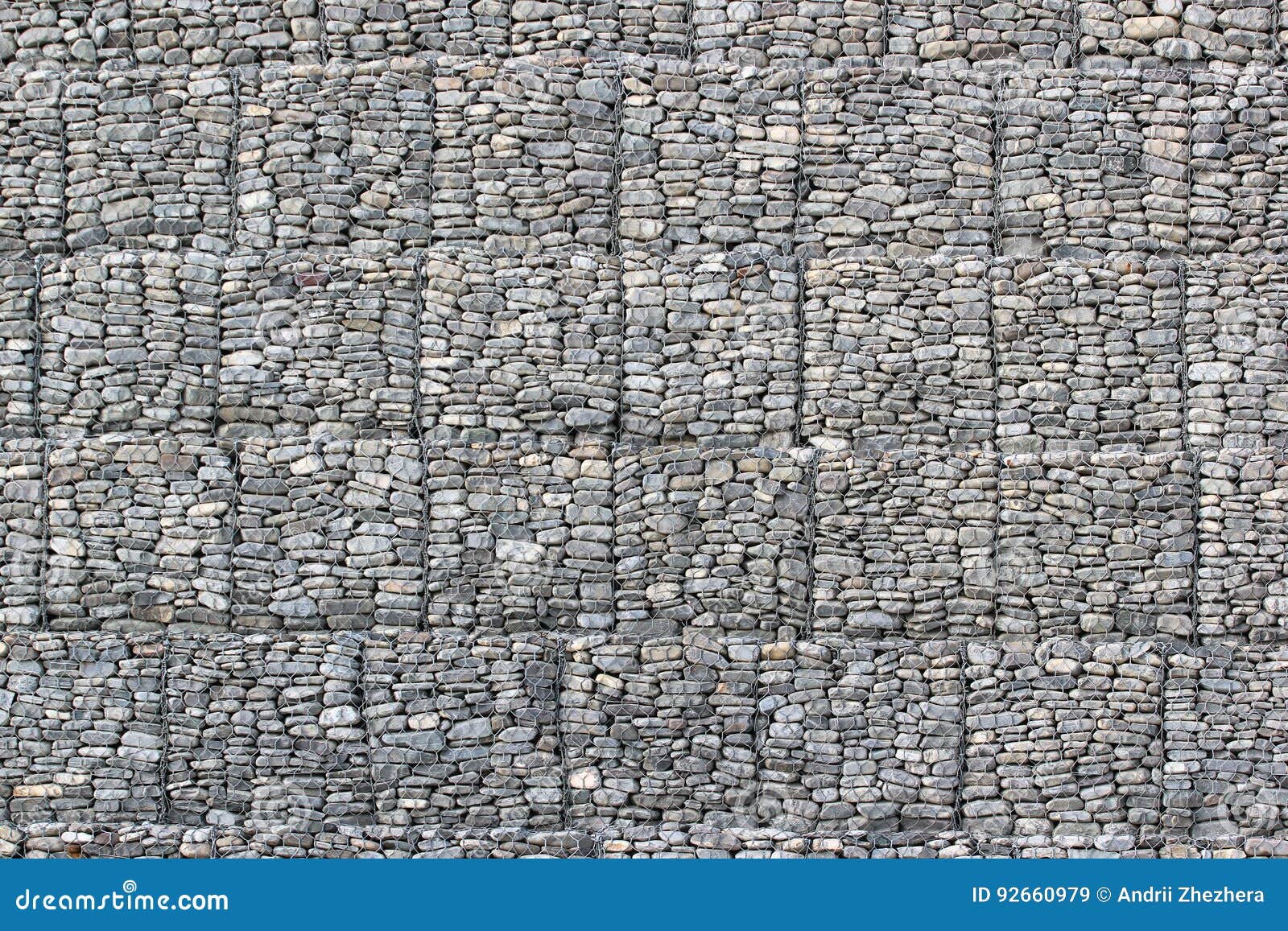 Wall of Stones Behind Metal Wire Mesh Stock Image - Image of retention ...