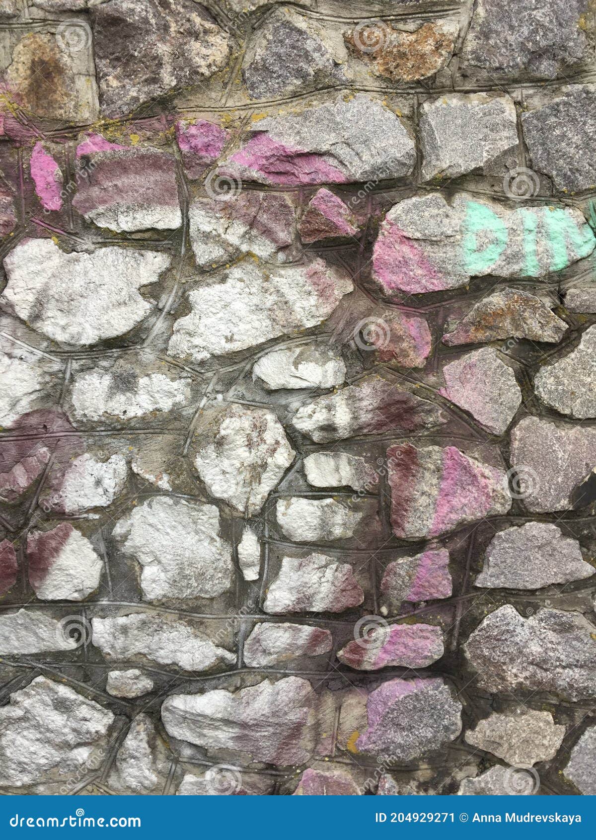Wall from Stones with Graffiti. Stock Image - Image of stones, people ...