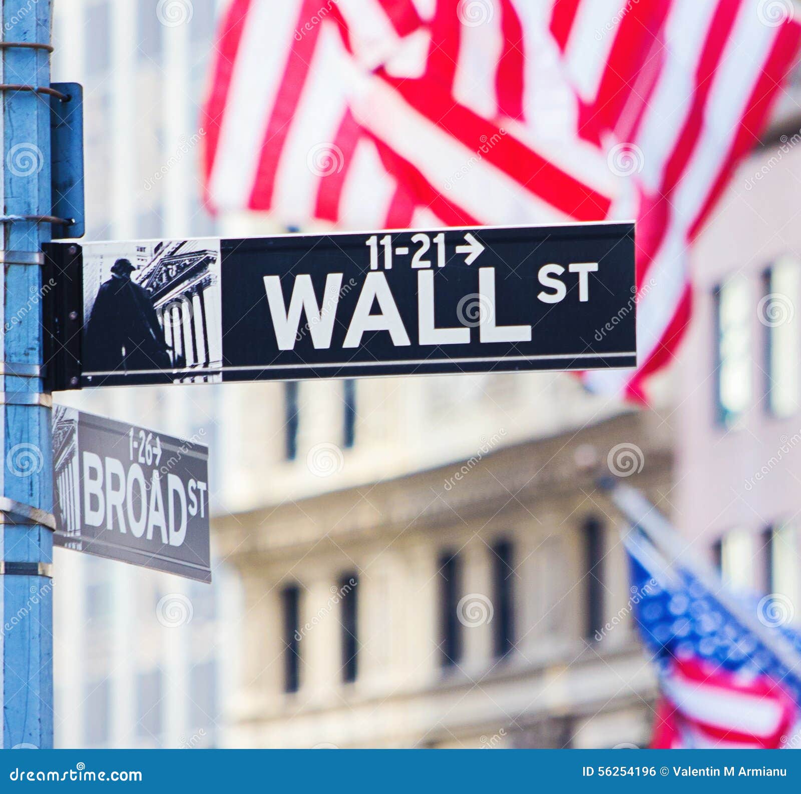 Wall street sign stock photo. Image of city, wall, attractions - 56254196