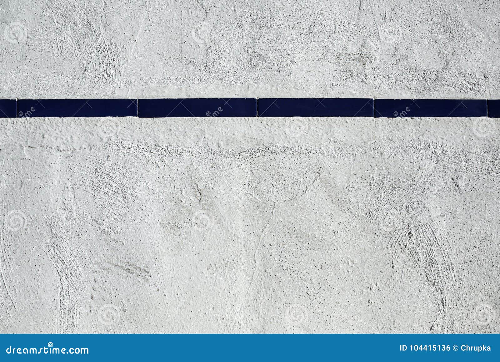 Wall with Strip of Blue Tiles Stock Photo - Image of rough, pattern ...