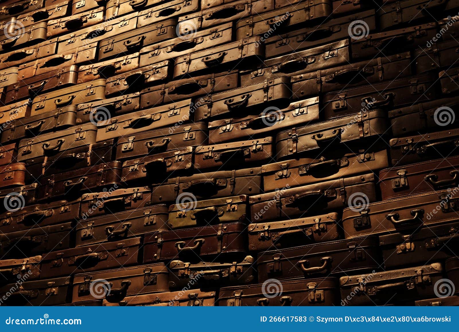 Wall of suitcases editorial stock photo. Image of brown - 266617583