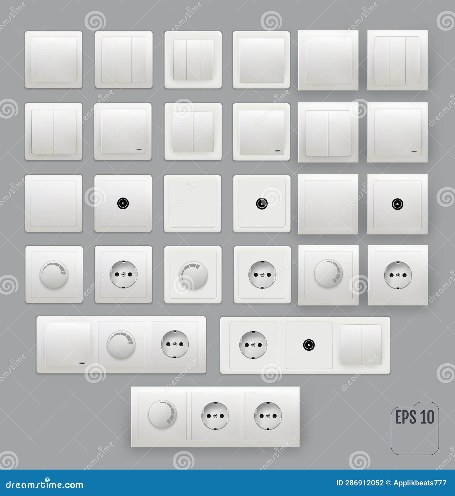 Wall Switch. Power Electrical Socket Stock Vector - Illustration of ...