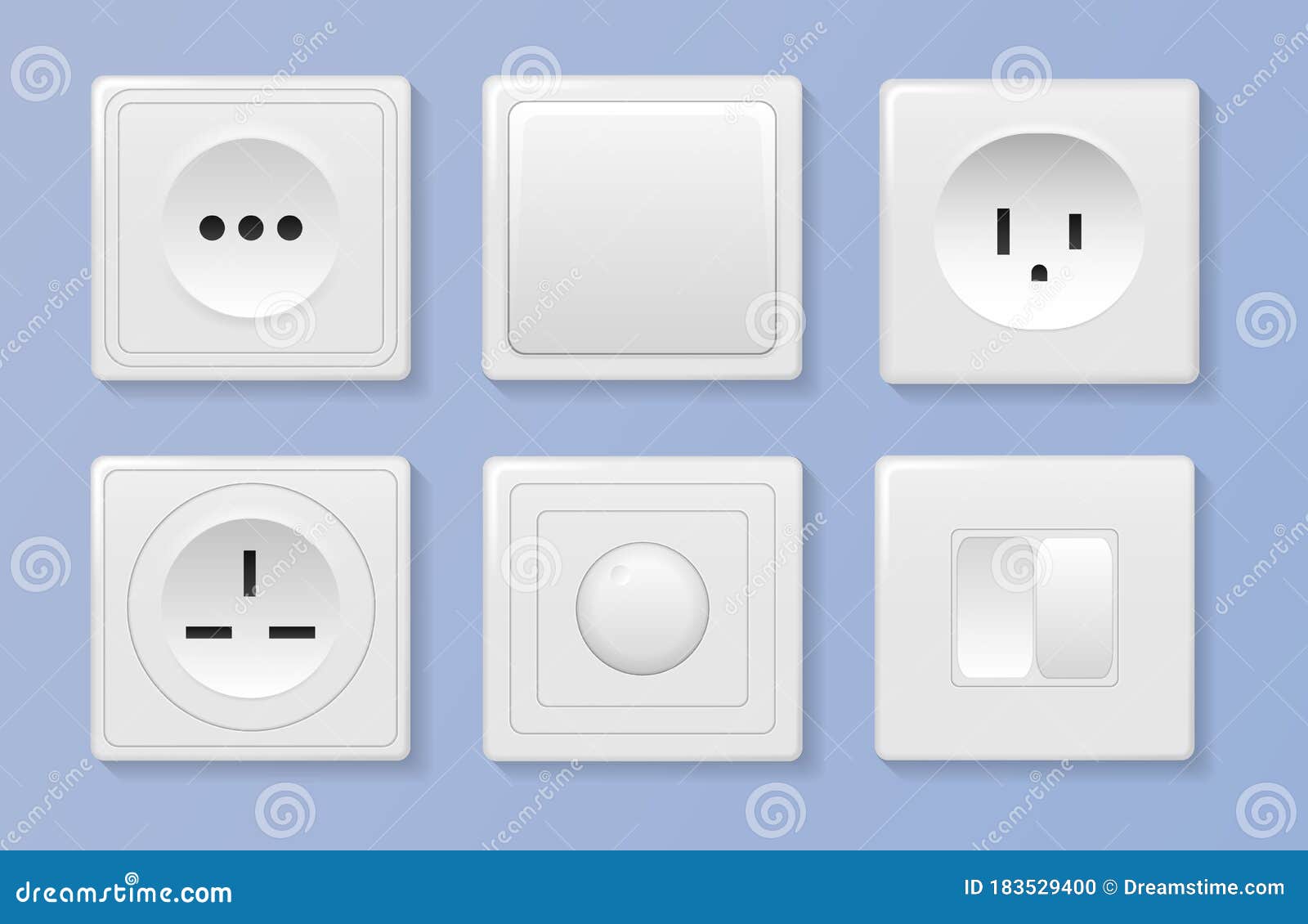 Wall switch, sockets. stock vector. Illustration of design - 183529400