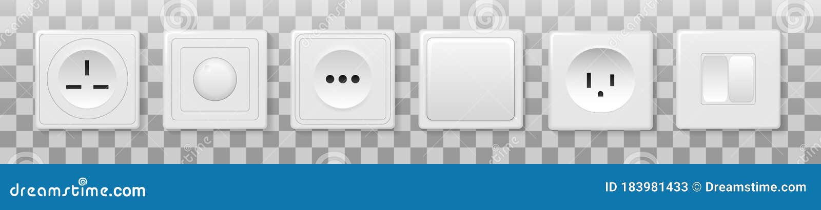 Wall switch, sockets. stock vector. Illustration of collection - 183981433