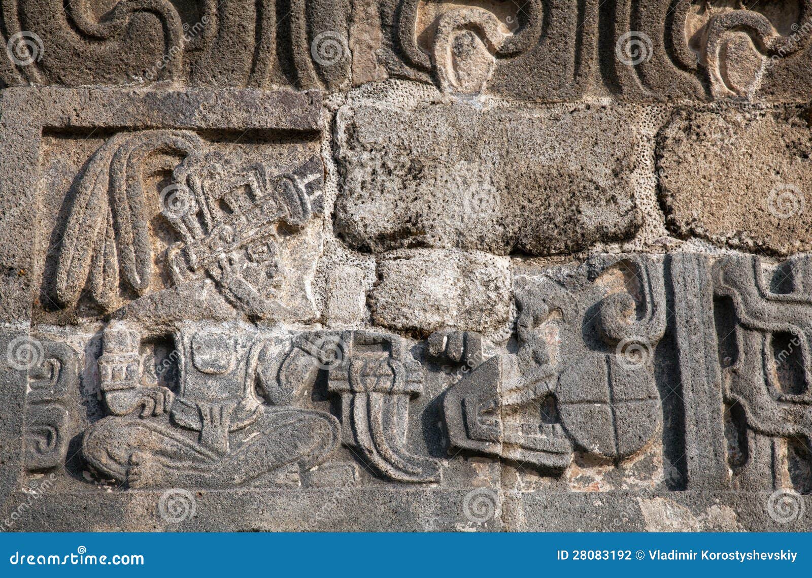 Wall of the Temple of the Feathered Serpent Stock Photo - Image of ...
