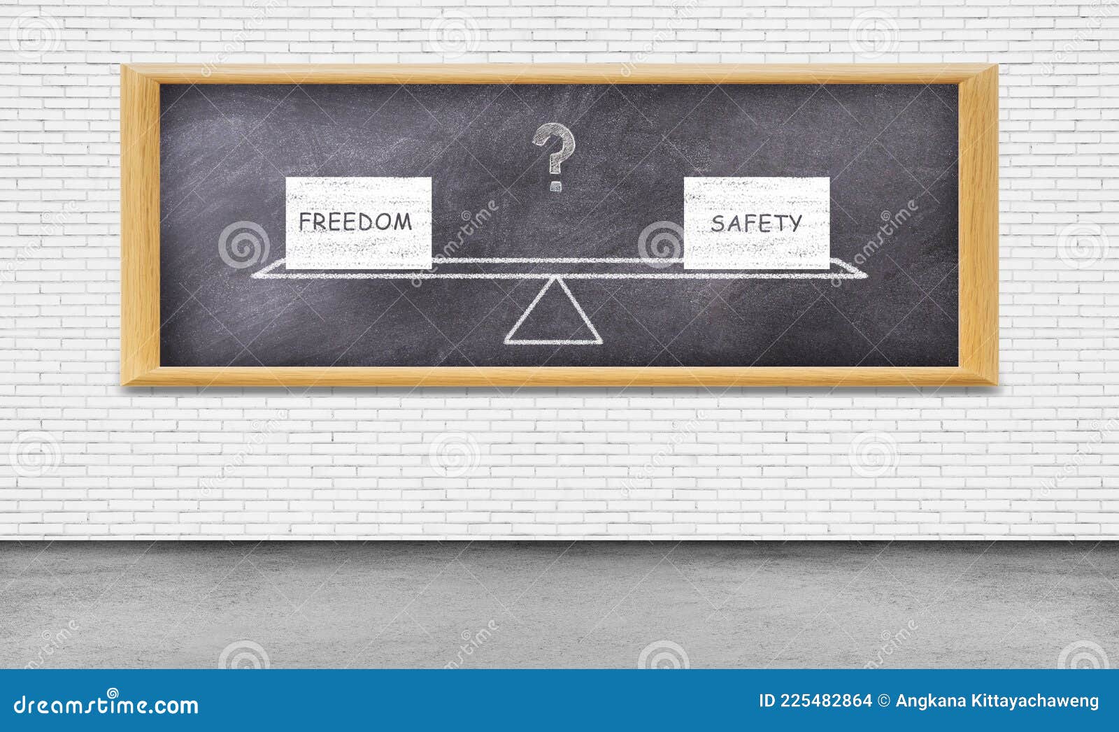 Freedom and Safety Text Wording Balancing on Seesaw or Balance Scales ...