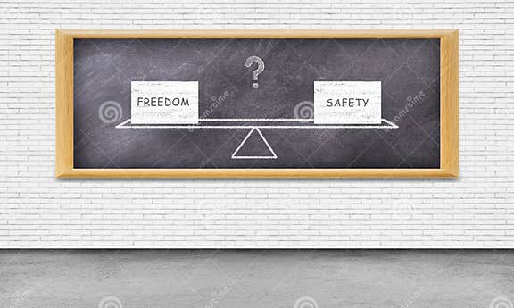 Freedom and Safety Text Wording Balancing on Seesaw or Balance Scales ...